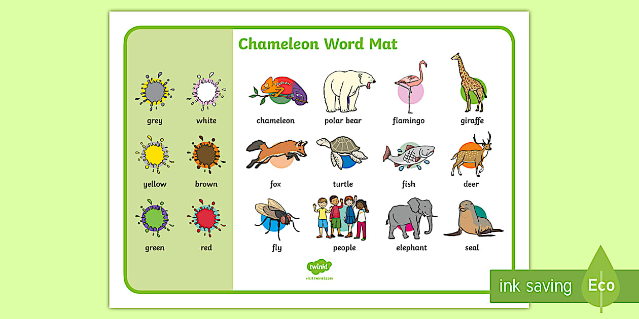 Chameleon Word Mat (teacher made) - Twinkl