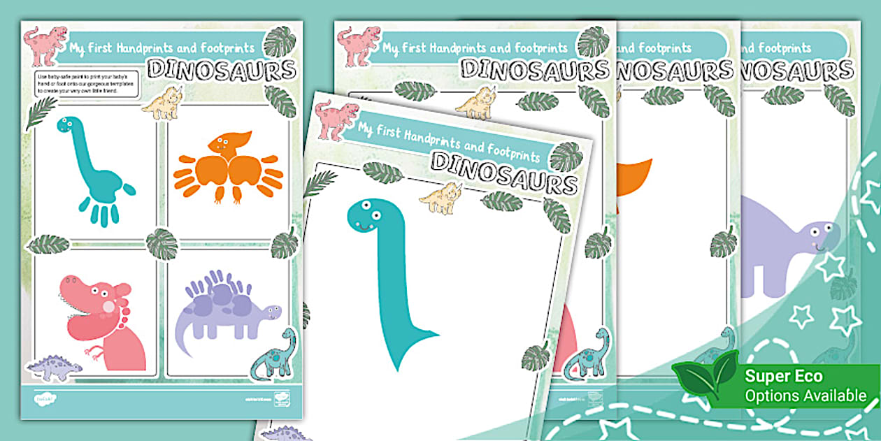 Dinosaur-Themed Hand and Footprint Art Activity - Twinkl