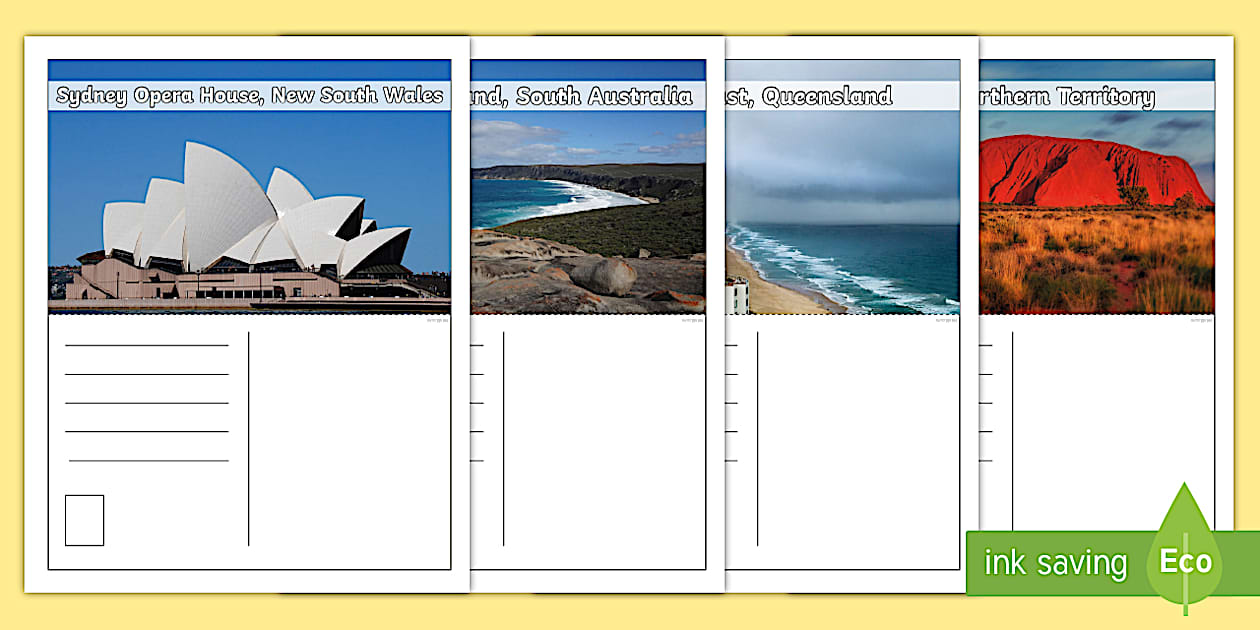 Editable Australian Landmark Postcards (teacher made)