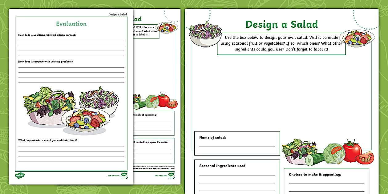 Design a Salad Worksheet (Teacher-Made) - Twinkl