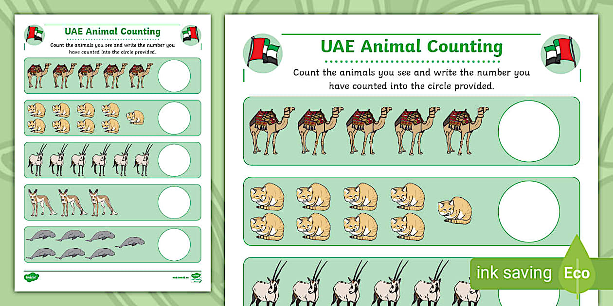 UAE Animals Counting Activity (Teacher-Made) - Twinkl