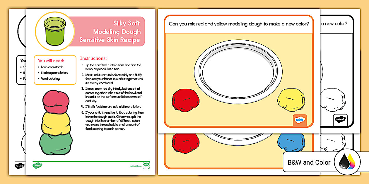 Color Mixing Modeling Dough Recipe and Mat Pack - Twinkl
