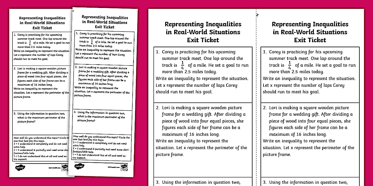 Seventh Grade Representing Inequalities in Real-World
