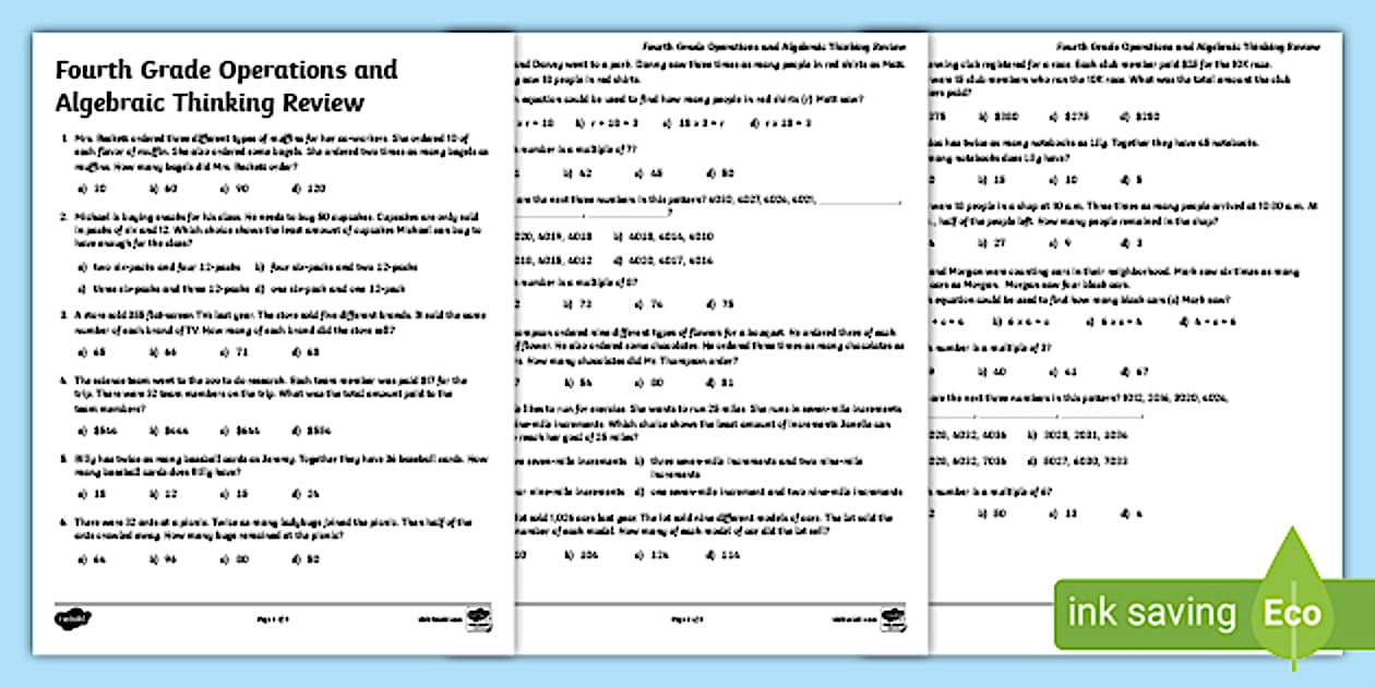 Algebraic Review - Algebra Worksheets With Answers - Twinkl
