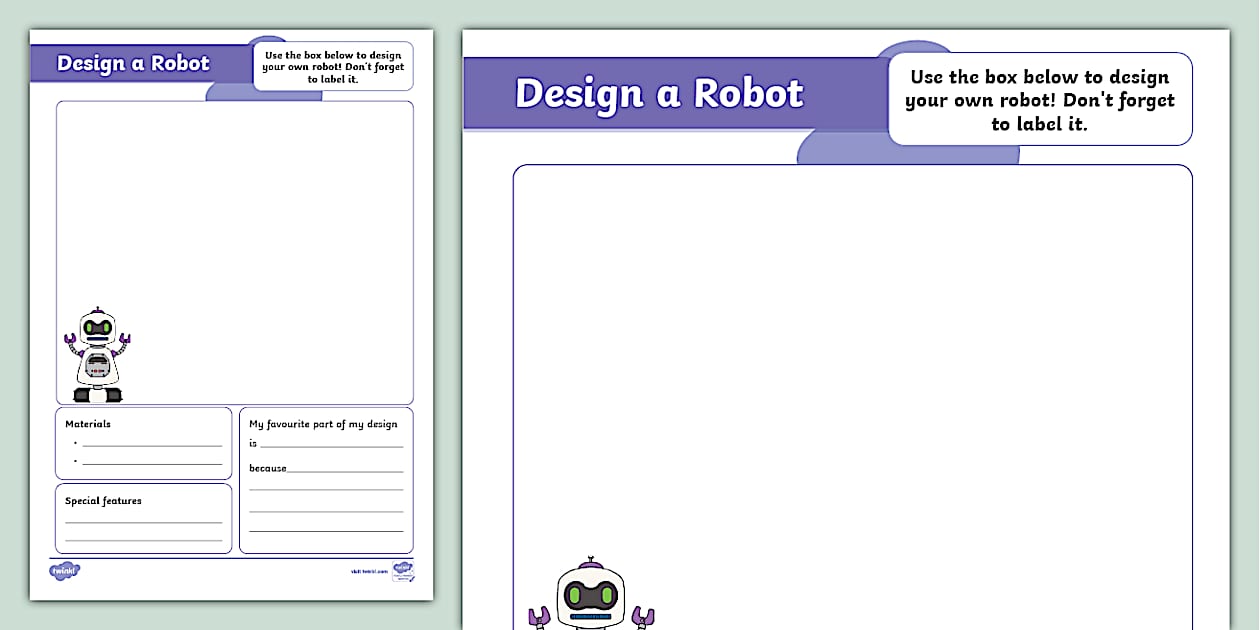 Design a Robot Worksheet (teacher made) - Twinkl