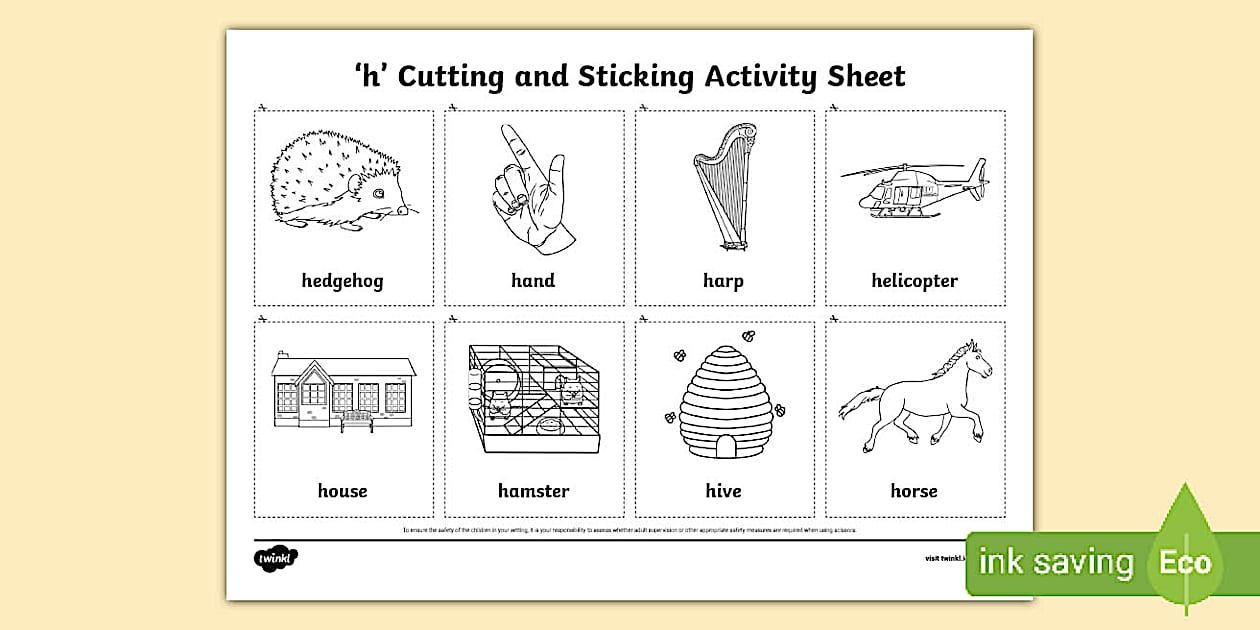 'h' Cutting and Sticking Activity (Teacher-Made) - Twinkl