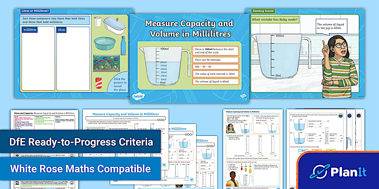 Y3 Measure Capacity and Volume in Millilitres PlanIt Maths Lesson 7