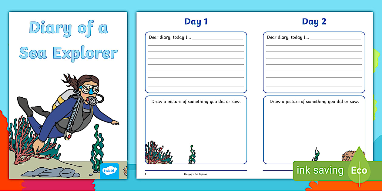 Editable Sea Explorer Diary Writing Frames (Under the Sea)