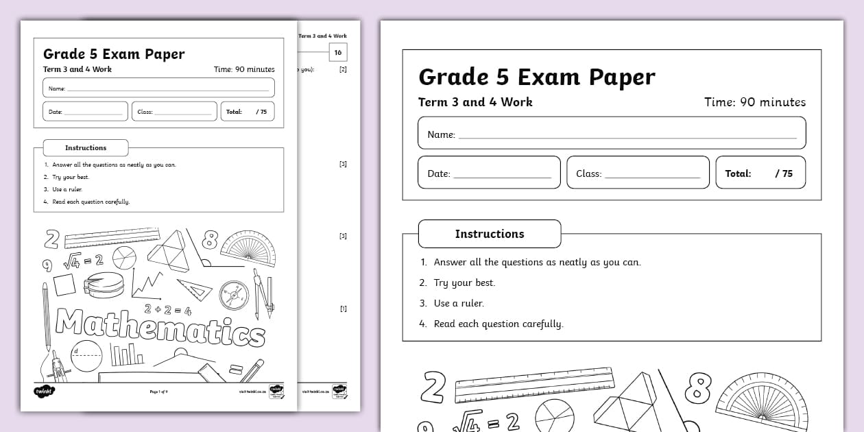 Grade 5 Exam Paper 1 November (teacher made) - Twinkl