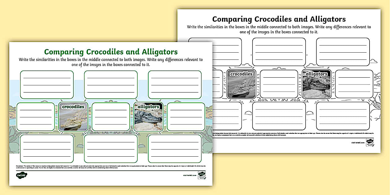 Comparing Crocodiles and Alligators Comparison Mind Map