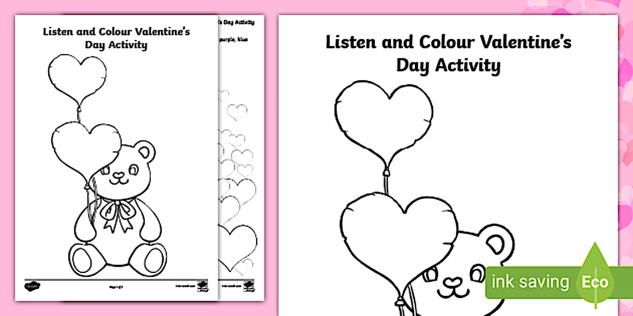 Listen and Colour Valentine's Day Activity (teacher made)