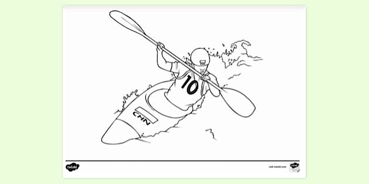Olympic Canoe Slalom Course Colouring Sheet - Twinkl