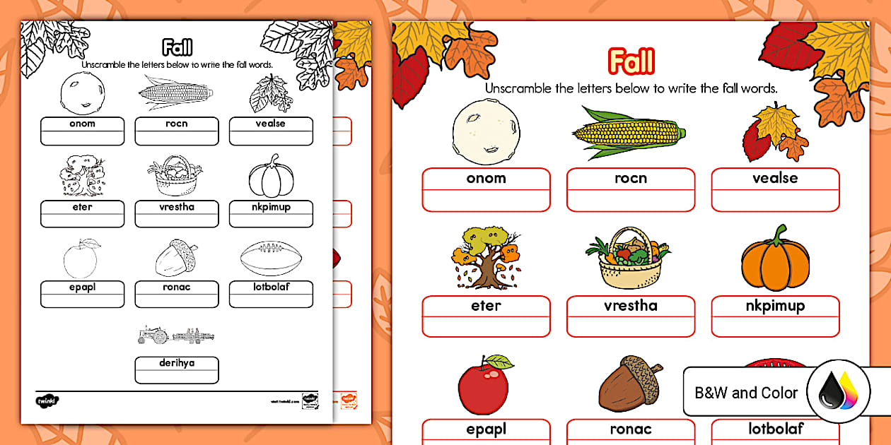 Fall Word Scramble Printable | Fall Season | Twinkl USA