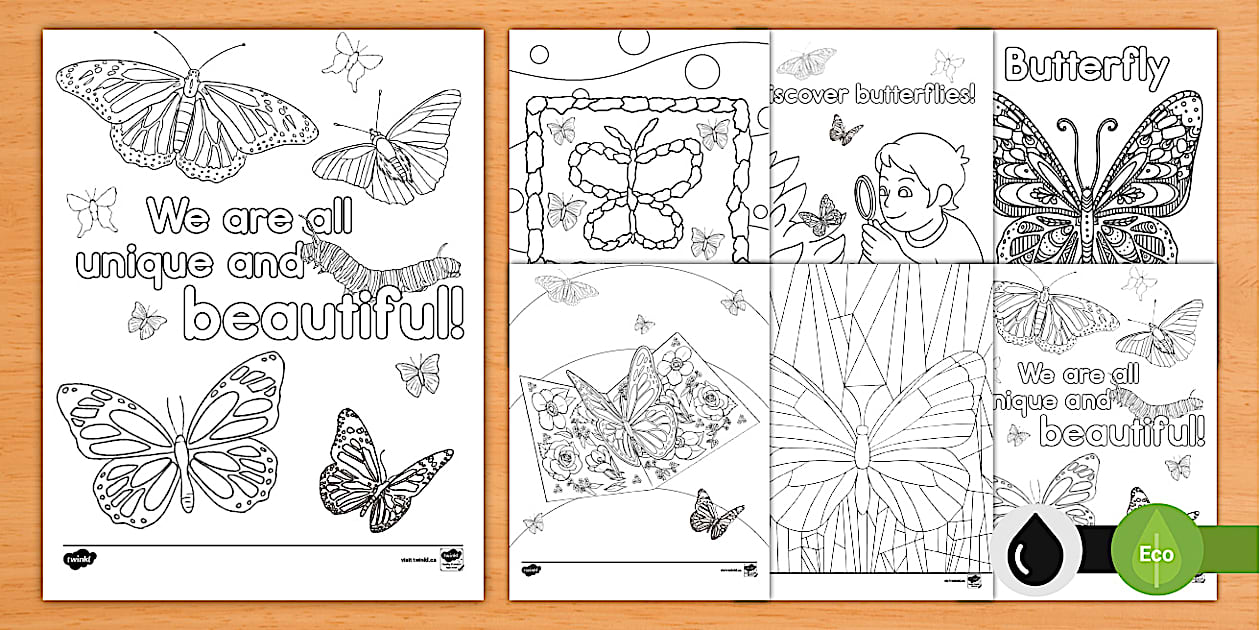 Butterfly We Are All Unique and Beautiful Colouring Pages