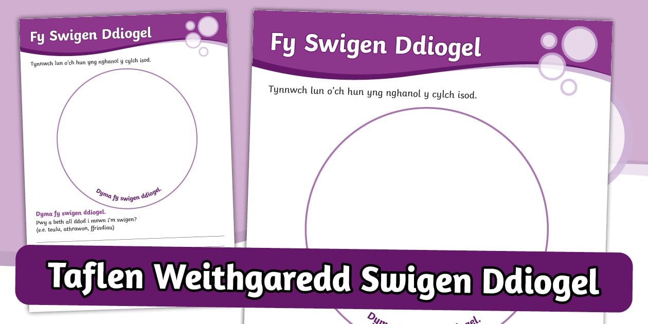Taflen Weithgaredd Swigen Diogel