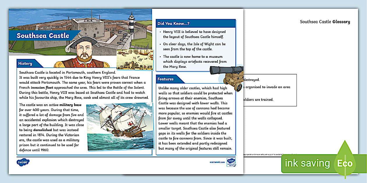 Southsea Castle Fact File (teacher made) - Twinkl