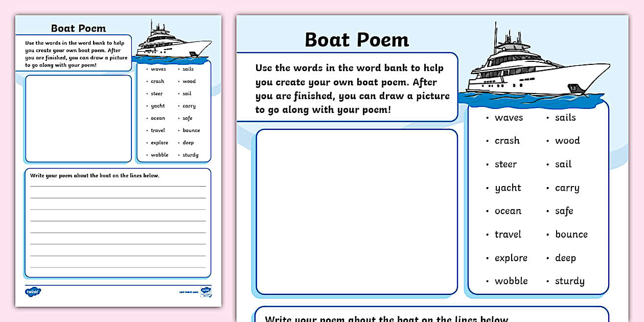 Boat Poem Writing Template (Teacher-Made) - Twinkl