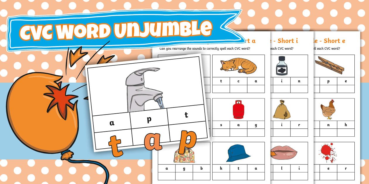 CVC Word Unjumble Activity Sheets