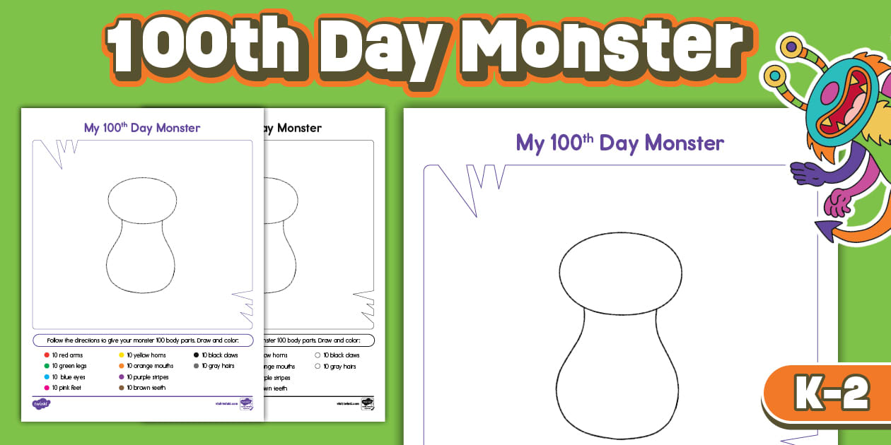 100th Day of School Monster Craft | Free Resource
