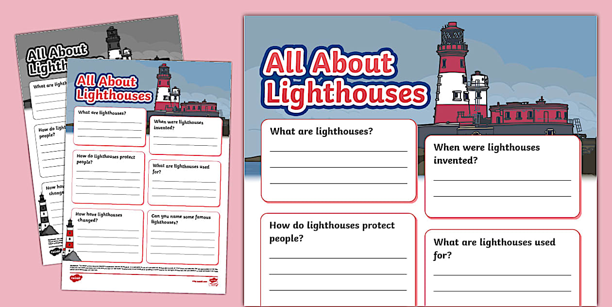 All About Lighthouses Fact File Template - Twinkl