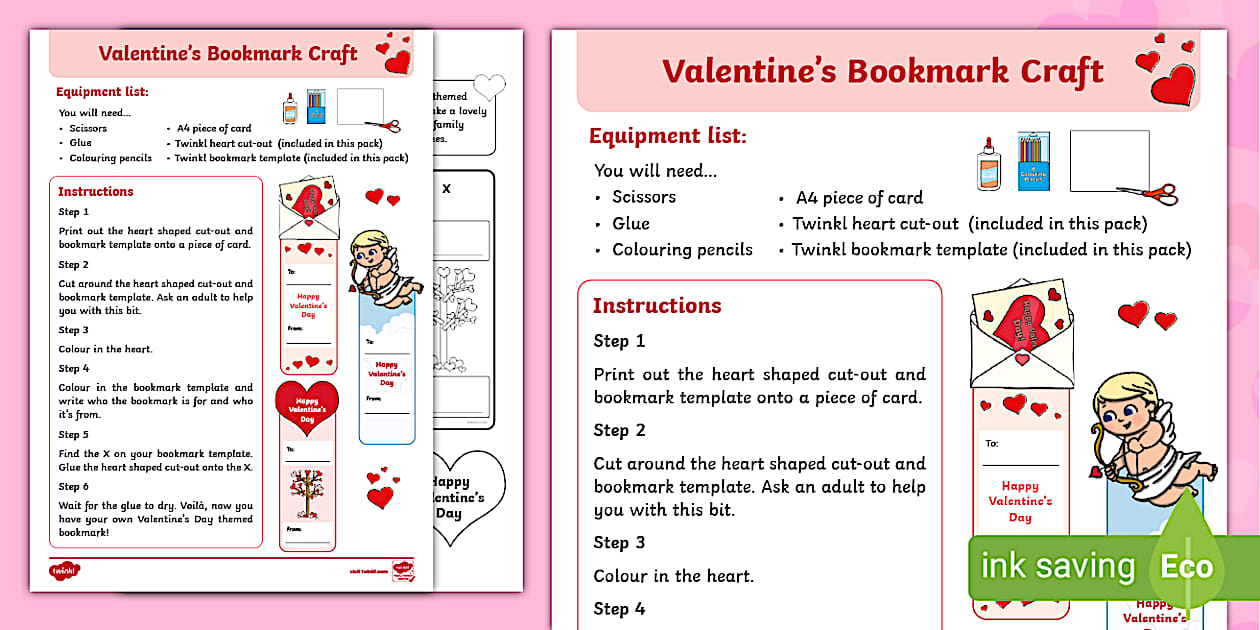 Free Valentine's Bookmark Craft for Kids: Get Crafty now!