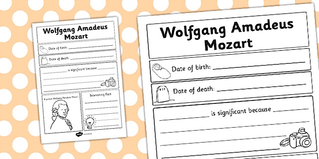 Wolfgang Amadeus Mozart Significant Individual Writing Frame