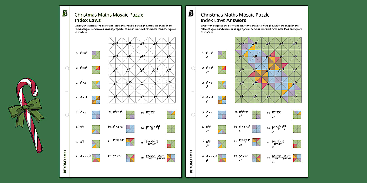👉 Christmas Laws of Indices Maths Mosaic | Beyond Maths