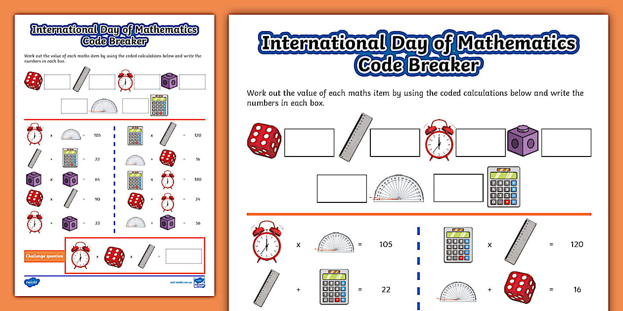 International Day of Mathematics Code Breaker - Twinkl