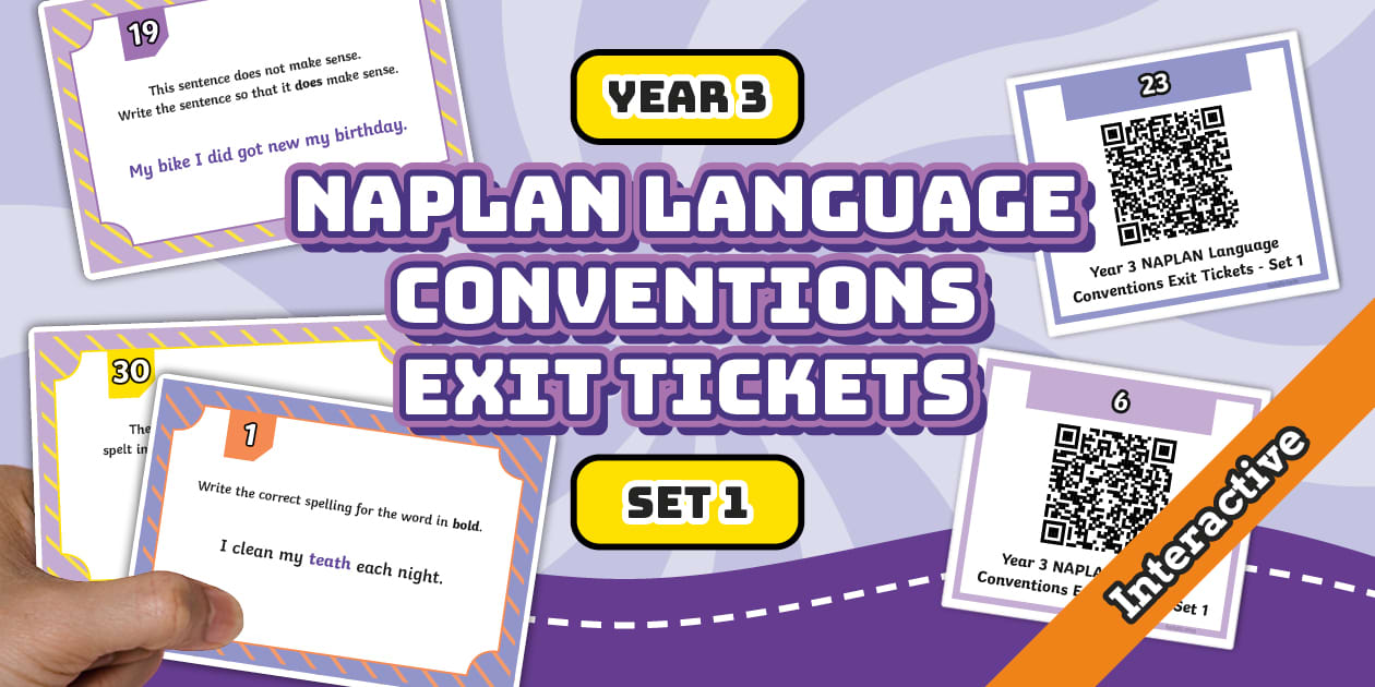 Year 3 NAPLAN Language Conventions Exit Tickets - Set 1