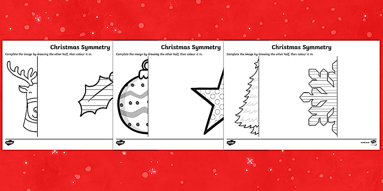 Christmas Symmetry Worksheets (teacher made) - Twinkl