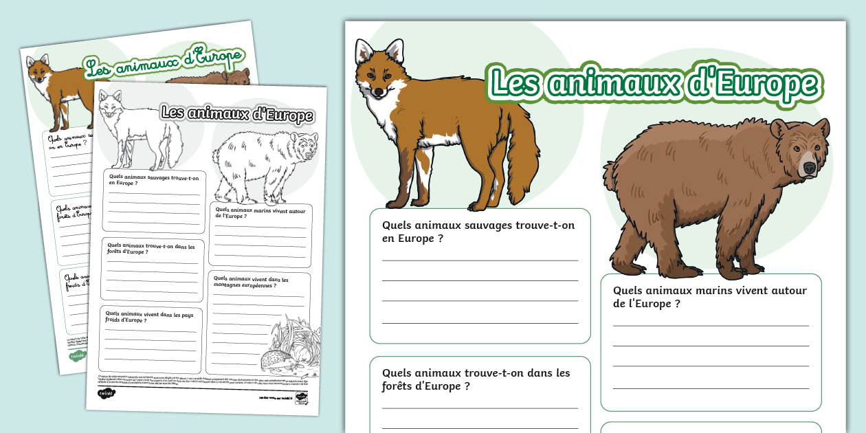 Fiche d'informations : Les animaux d'Europe (teacher made)