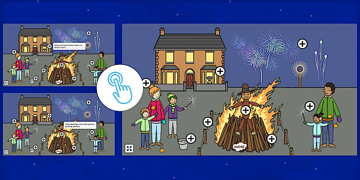 Bonfire Night Safety Questions Hotspot Activity | Twinkl Go!