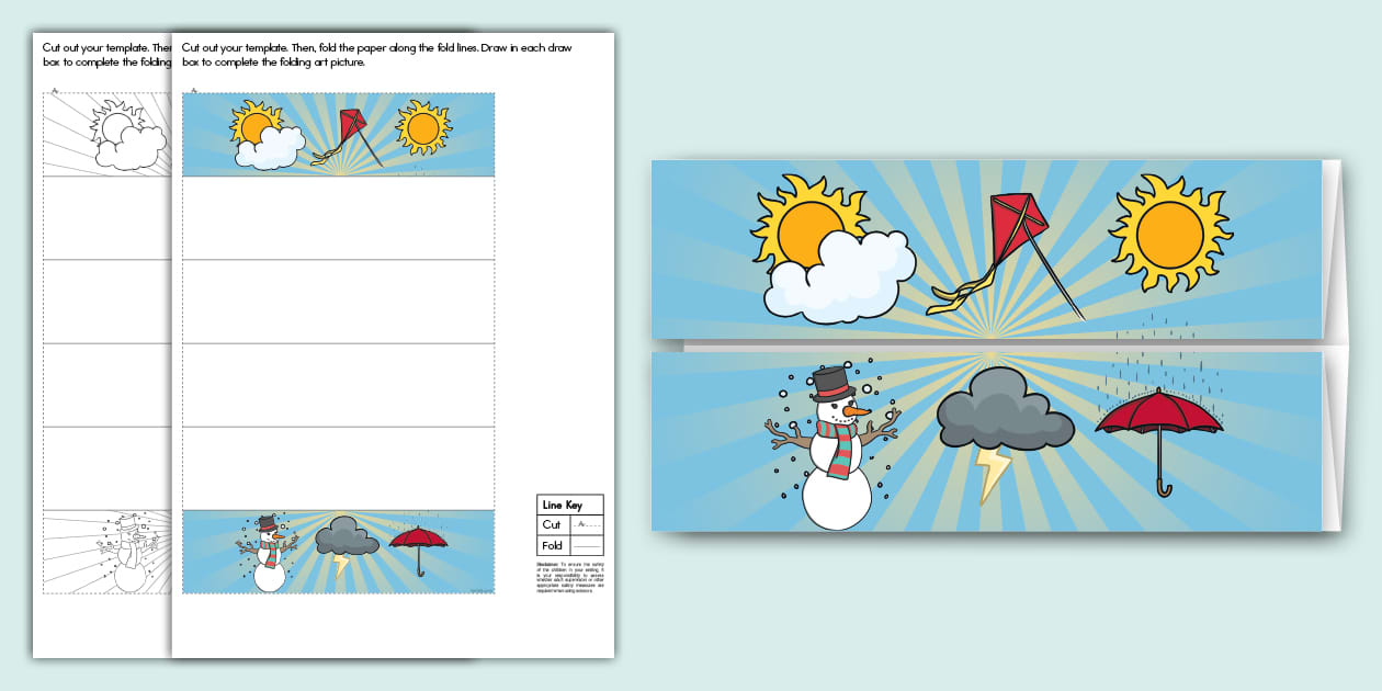 Weather Folding Art Template (teacher made) - Twinkl