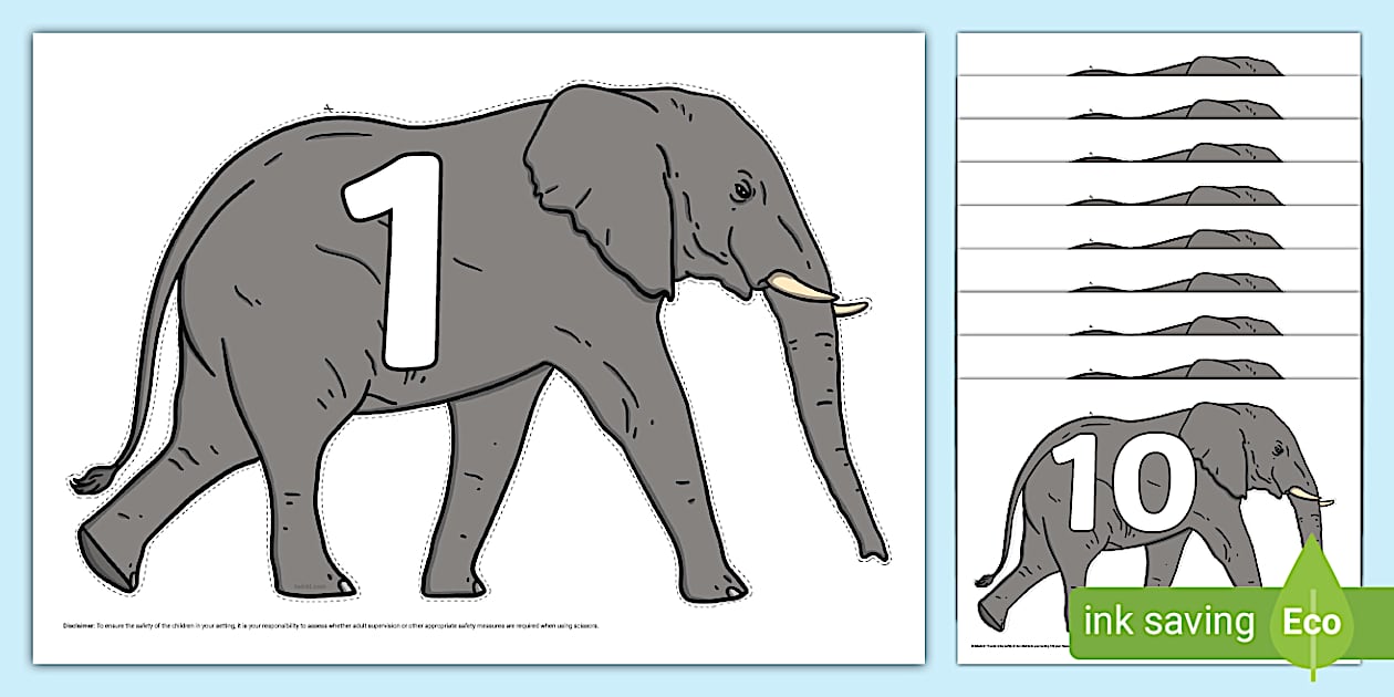 👉 Elephant Display Numbers to 10 (teacher made) - Twinkl