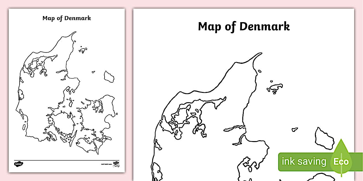 Denmark Map Colouring Page (Teacher-Made) - Twinkl