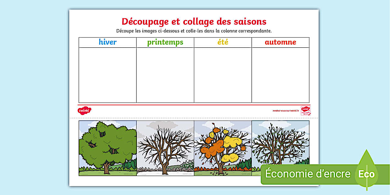 Découpage et collage des saisons