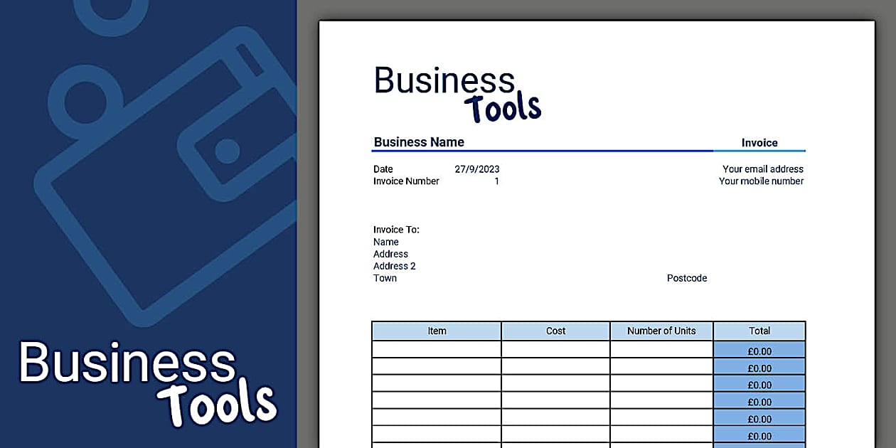 Business Invoice Template (l'enseignant a fait) - Twinkl