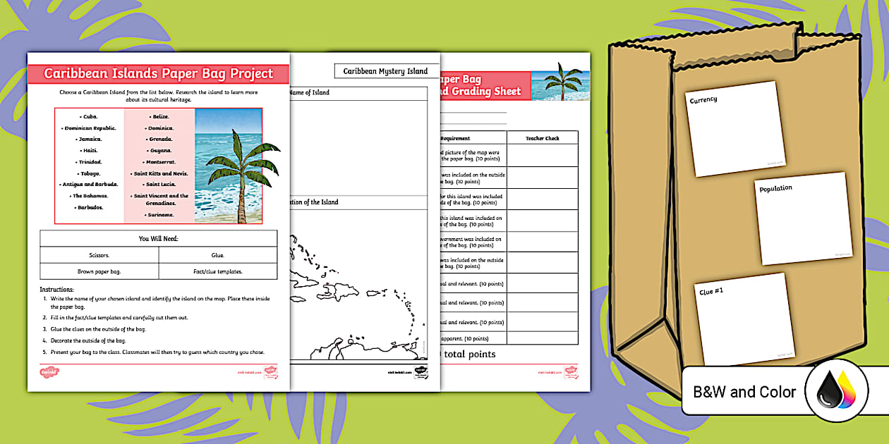 Caribbean Islands Paper Bag Project for 3rd-5th Grade