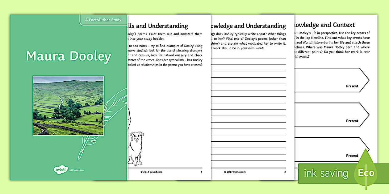 AQA Poetry: Maura Dooley - Guided Research Booklet - Twinkl