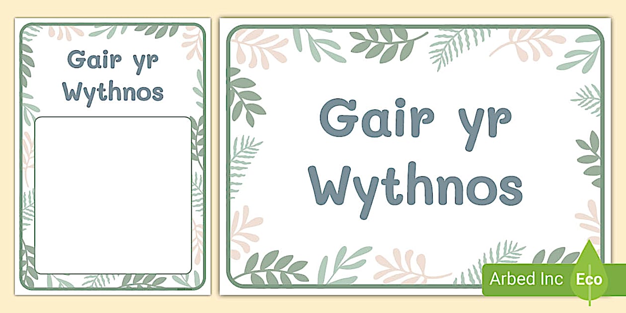 Poster Arddangos Gair yr Wythnos ar Thema Fotanegol