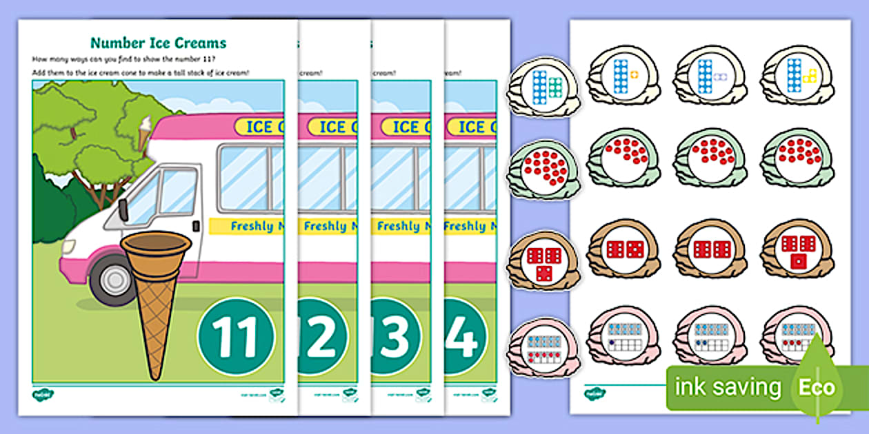 Ice Cream Representing Numbers 11 - 20 Sorting Activity