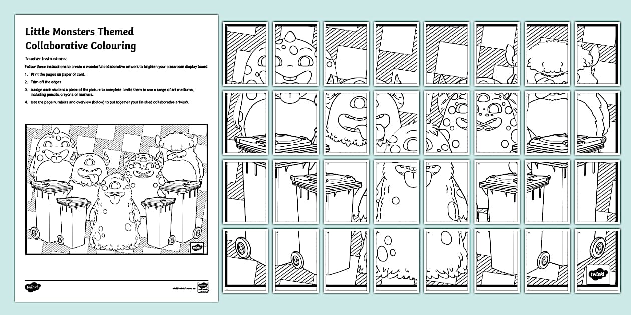 Little Monsters Themed Collaborative Colouring Fun - Twinkl
