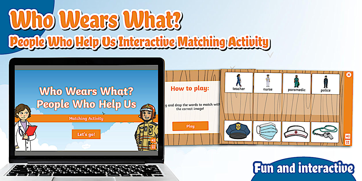 * NEW * Who Wears What? People Who Help Us – Interactive Matching Activity