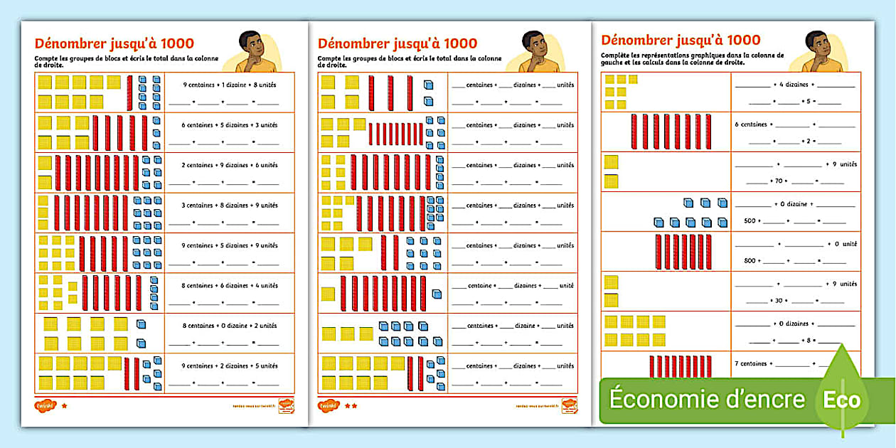 Activité différenciée sur le dénombrement jusqu'à 1000