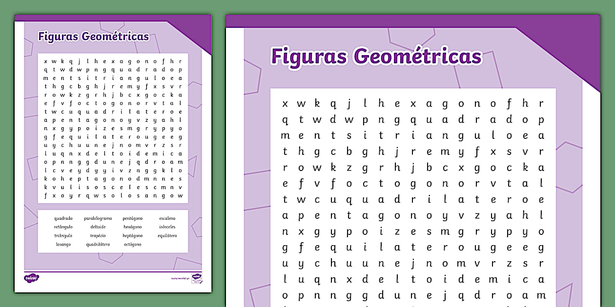 Sopa de Letras: Figuras Geométricas - Palavras-chave