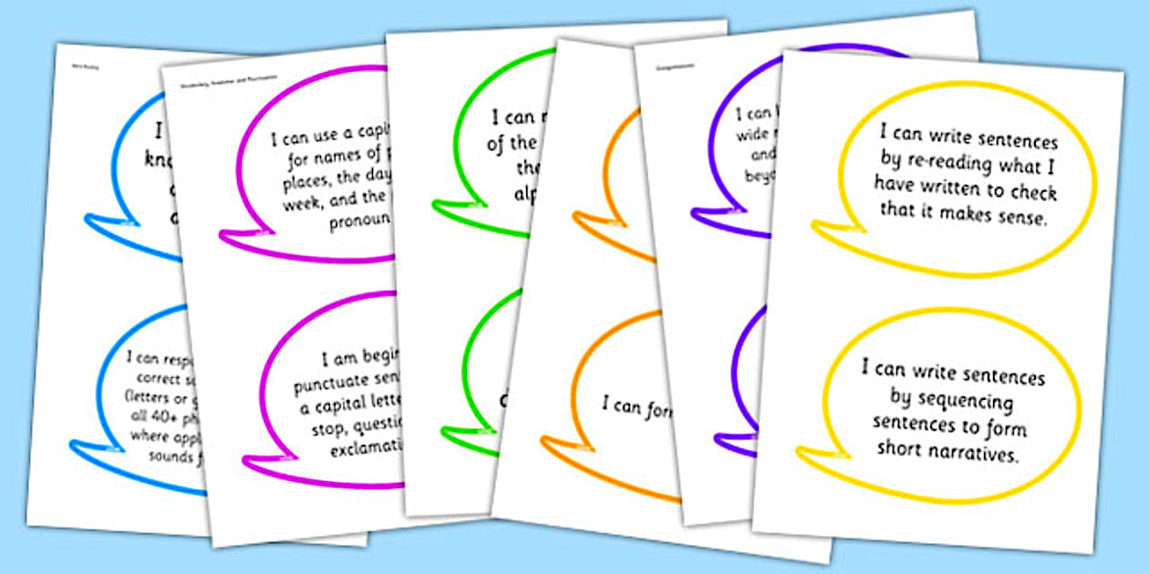 2014 National Curriculum Y1 English Read Write Assessment I Can Speech ...