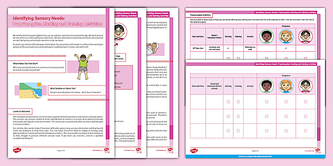 Identifying Sensory Needs: Proprioception Alerting and Calming Activities Identifying Sensory Needs: Proprioception Alerting and Calming Activities