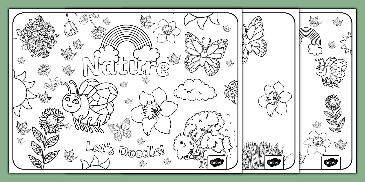 Nature Doodle Colouring Pages - Twinkl - KS1 - Twinkl