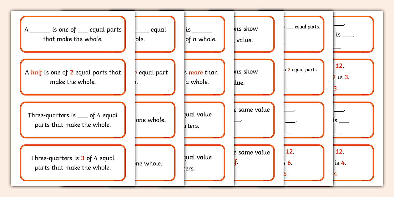 👉 Y2 Fractions Stem Sentences (teacher made) - Twinkl