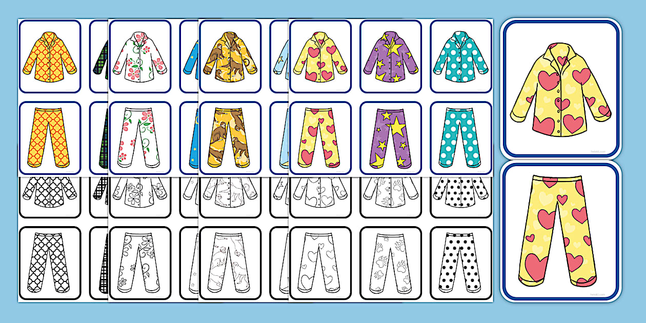 Pajama Patterns Matching Cards-Bedtime Routines - Twinkl